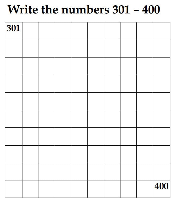 Numbers 1 - 500 Chart | Numbers and Counting | Instant Download - Etsy
