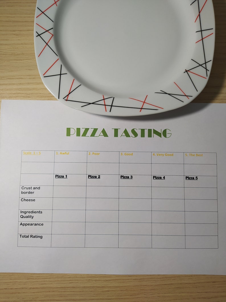 Pizza Tasting Score Sheet Printable: Party Game (instant Download) - Etsy
