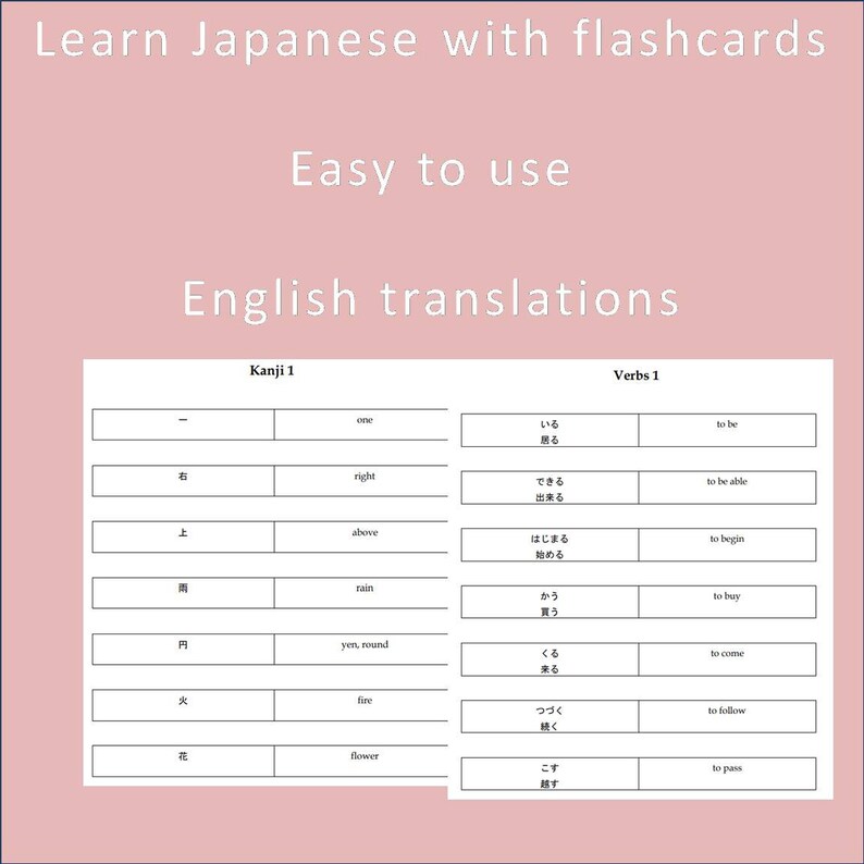 80+ Common Japanese Verbs and Kanji | Japanese Flashcards Printable ...
