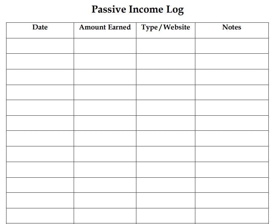 Passive Income Log | Passive Income Tracker Printable | Instant ...