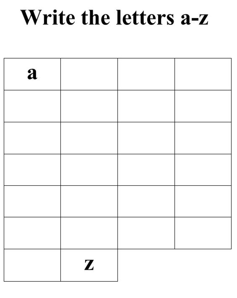 Alphabet Chart & Worksheets: Letters A-Z (digital Download) - Etsy