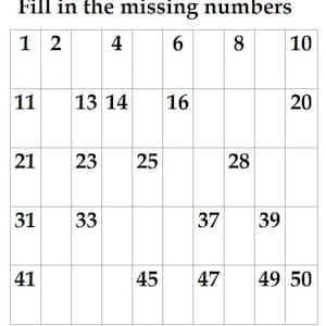 Numbers 1 - 50 Chart | Numbers and Counting | Instant Download - Etsy