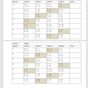 Printable Bridge Tallies: 16 Players, 4 Tables (PDF Download) - Etsy