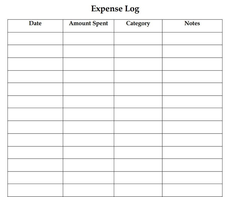 Expense Log | Expense Tracker Printable | Instant Download - Etsy