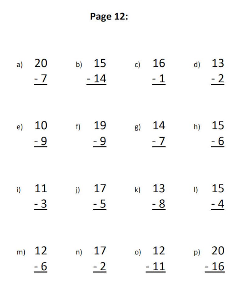 20 Pages of Addition and Subtraction | Numbers 0-20 | Math Worksheets ...