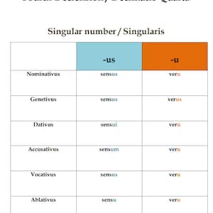 Latin Regular Nouns Conjugation/declension Chart | Latin Grammar ...