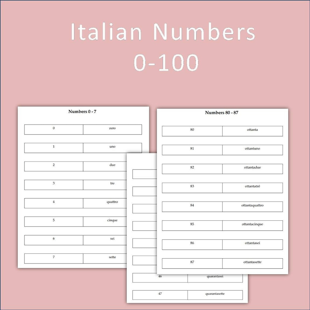 Italian Numbers 0 - 100 | Italian Numbers Flashcards Printable ...