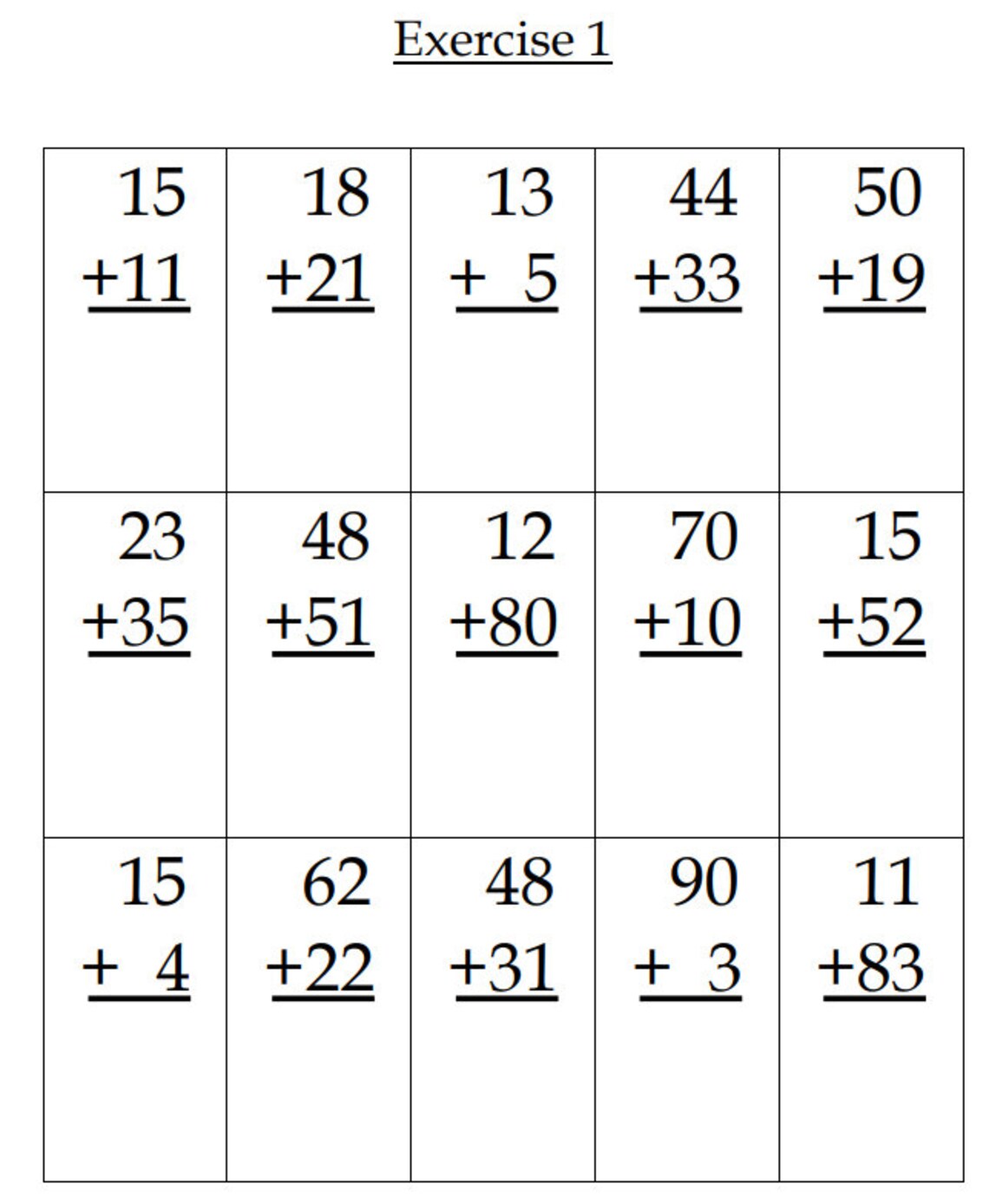 Addition Worksheets | 100 Two-digit Additions With Answers | Instant ...