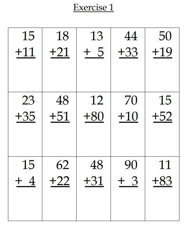 Addition Worksheets | 100 Two-digit Additions With Answers | Instant ...
