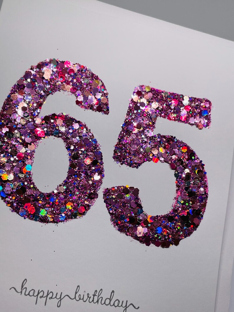 Handmade 65th Birthday Card With Sparkly Glitter - Etsy