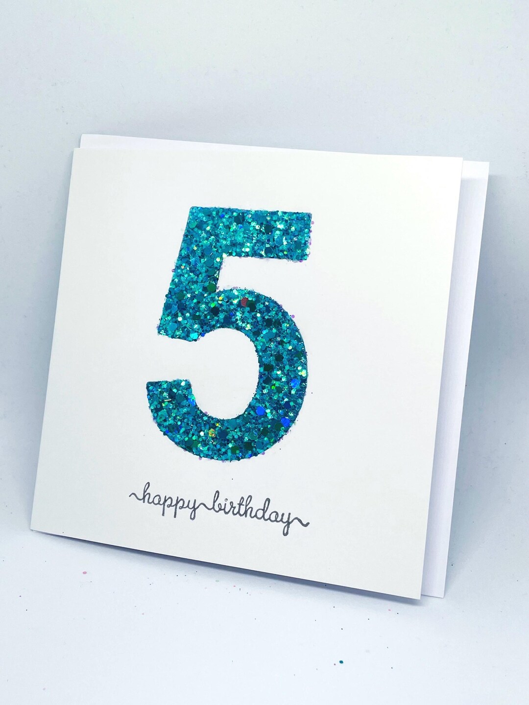 5th Birthday Card - Sparkly Glitter Happy Birthday Card for 5 Year Old ...