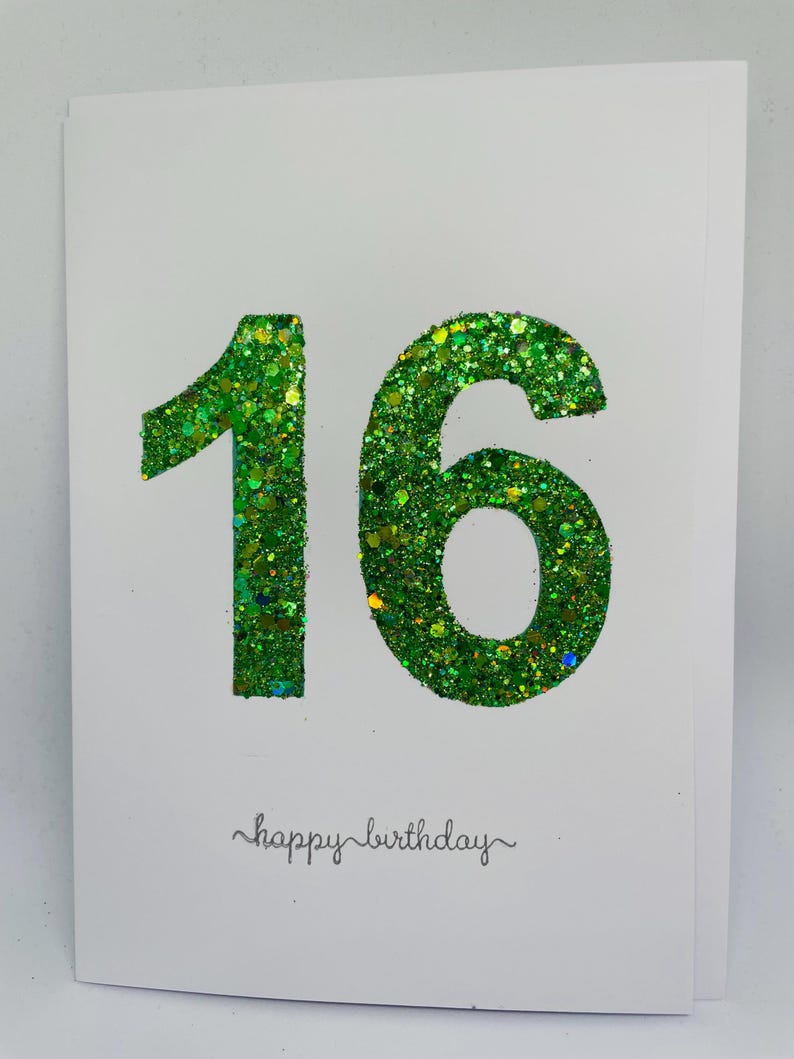 Age 16 Card - Beautifully Sparkly Handmade 16th Birthday Card - Etsy