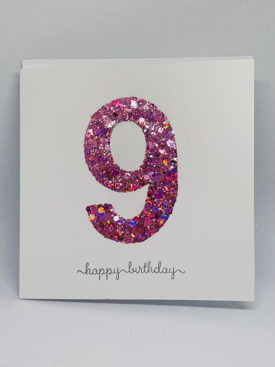 9th Birthday Card - Sparkly Glitter Happy Birthday Card for 9 Year Old ...