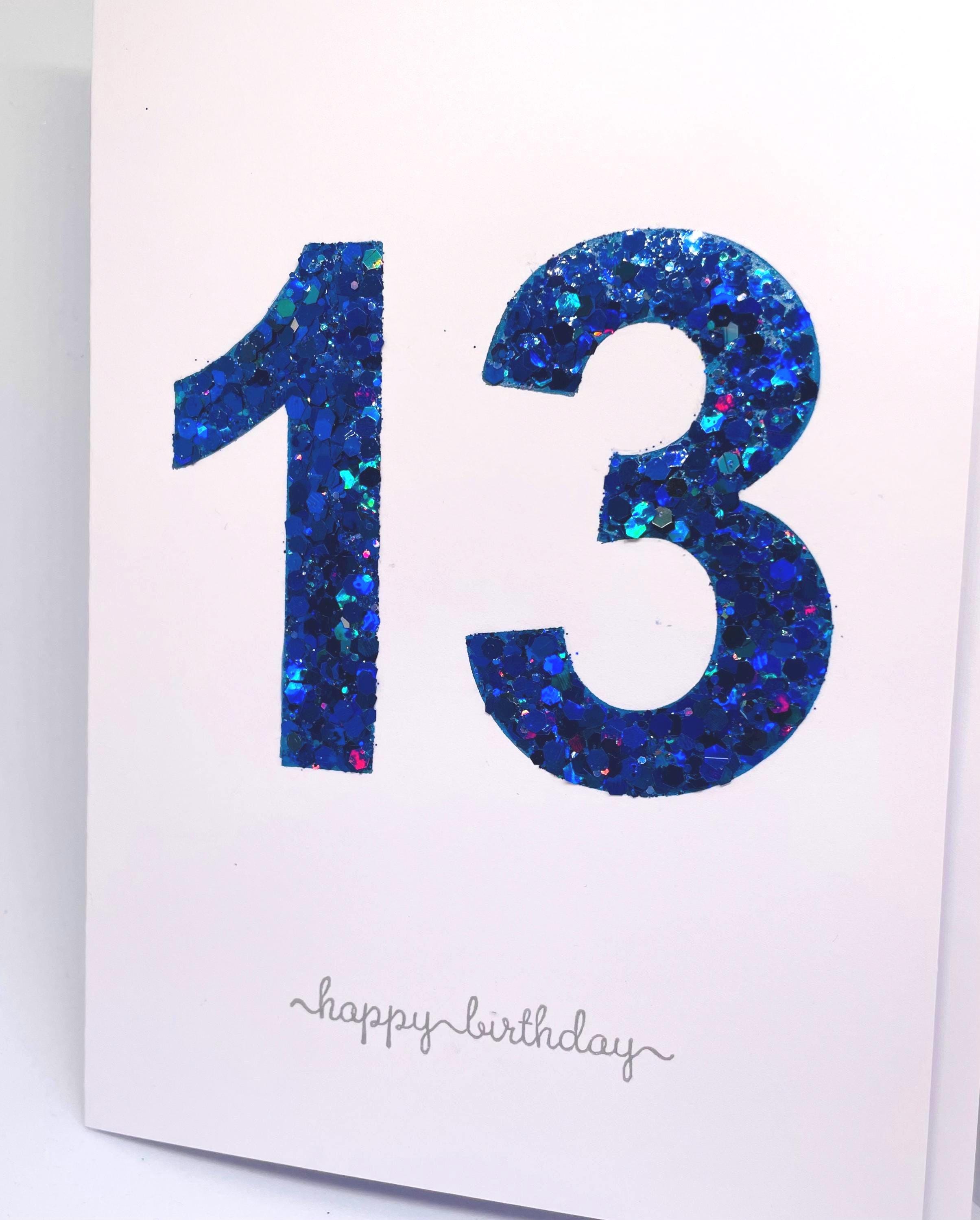 13th Birthday Card! Pretty and Super Sparkly, Handmade Glittery 13th ...
