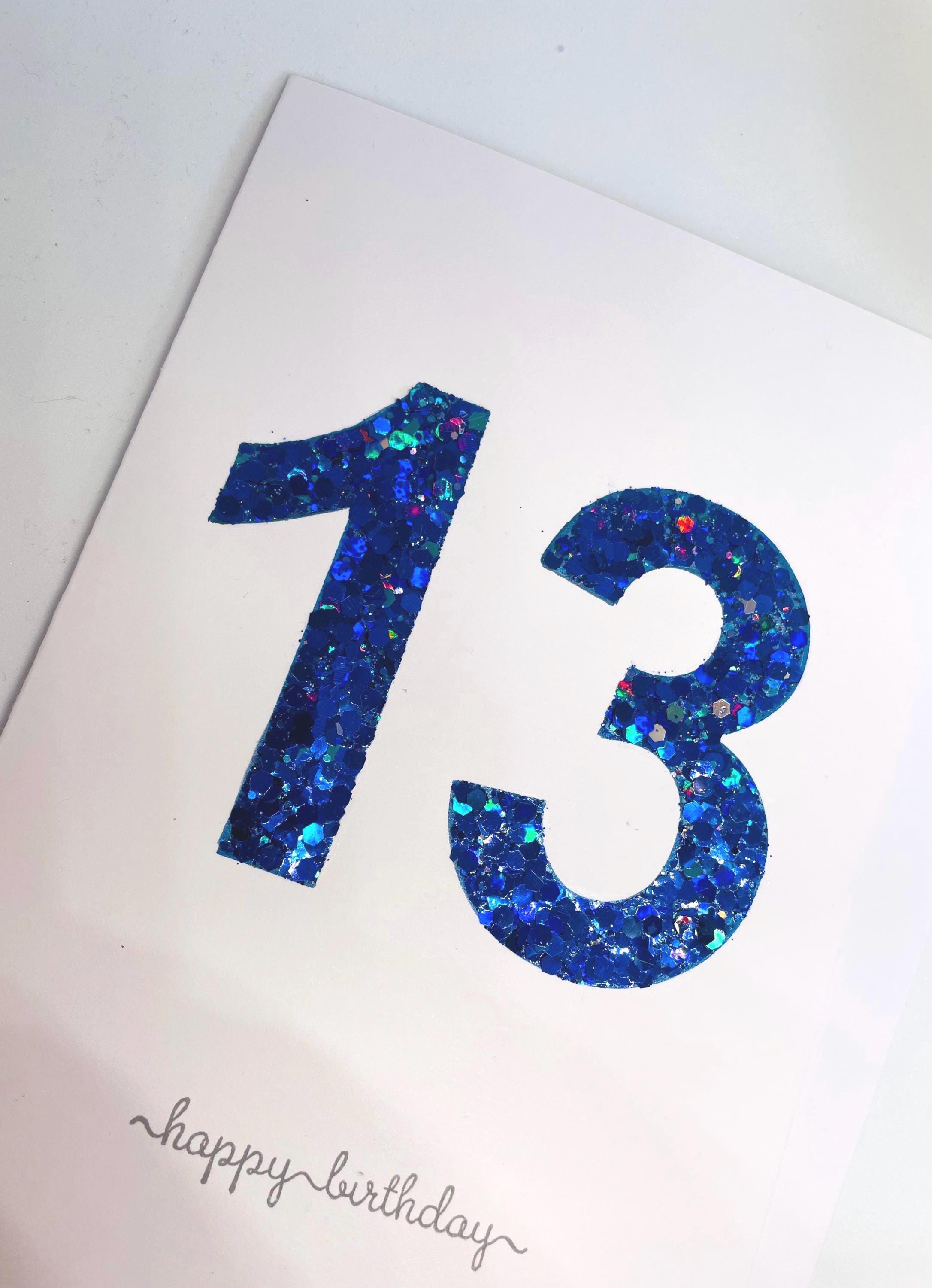 13th Birthday Card! Pretty and Super Sparkly, Handmade Glittery 13th ...