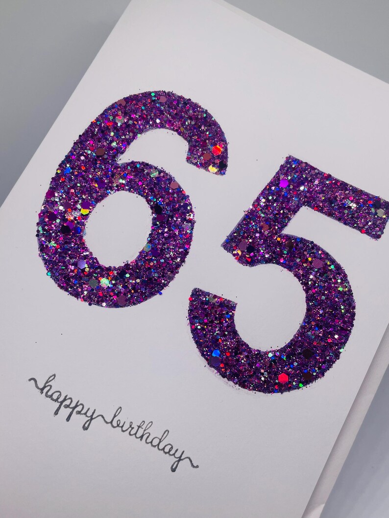 Handmade 65th Birthday Card With Sparkly Glitter - Etsy