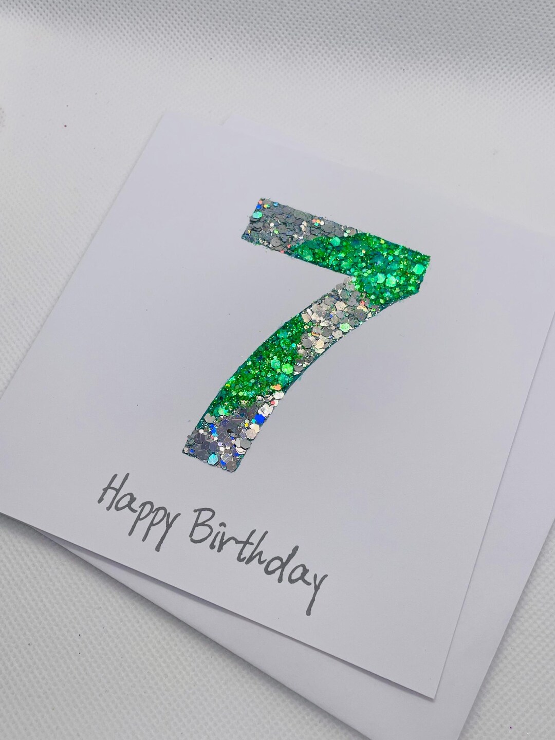 7th Birthday Card - Super Sparkly Glittery and Stripy Happy Birthday ...