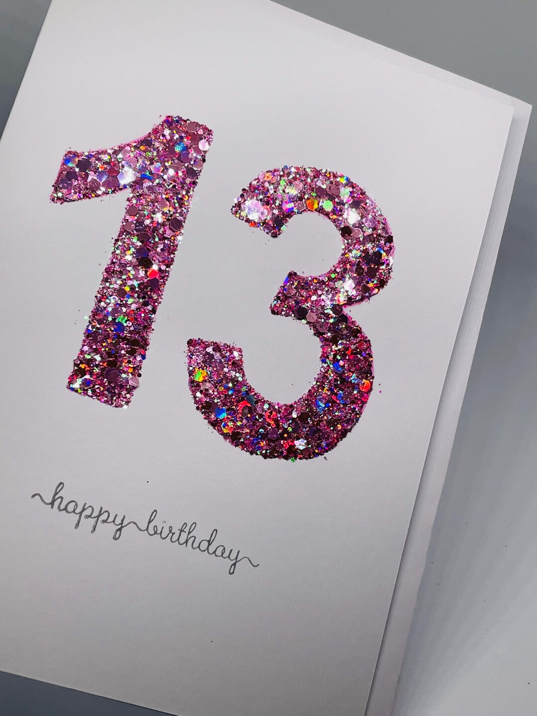 13th Birthday Card! Pretty and Super Sparkly, Handmade Glittery 13th ...