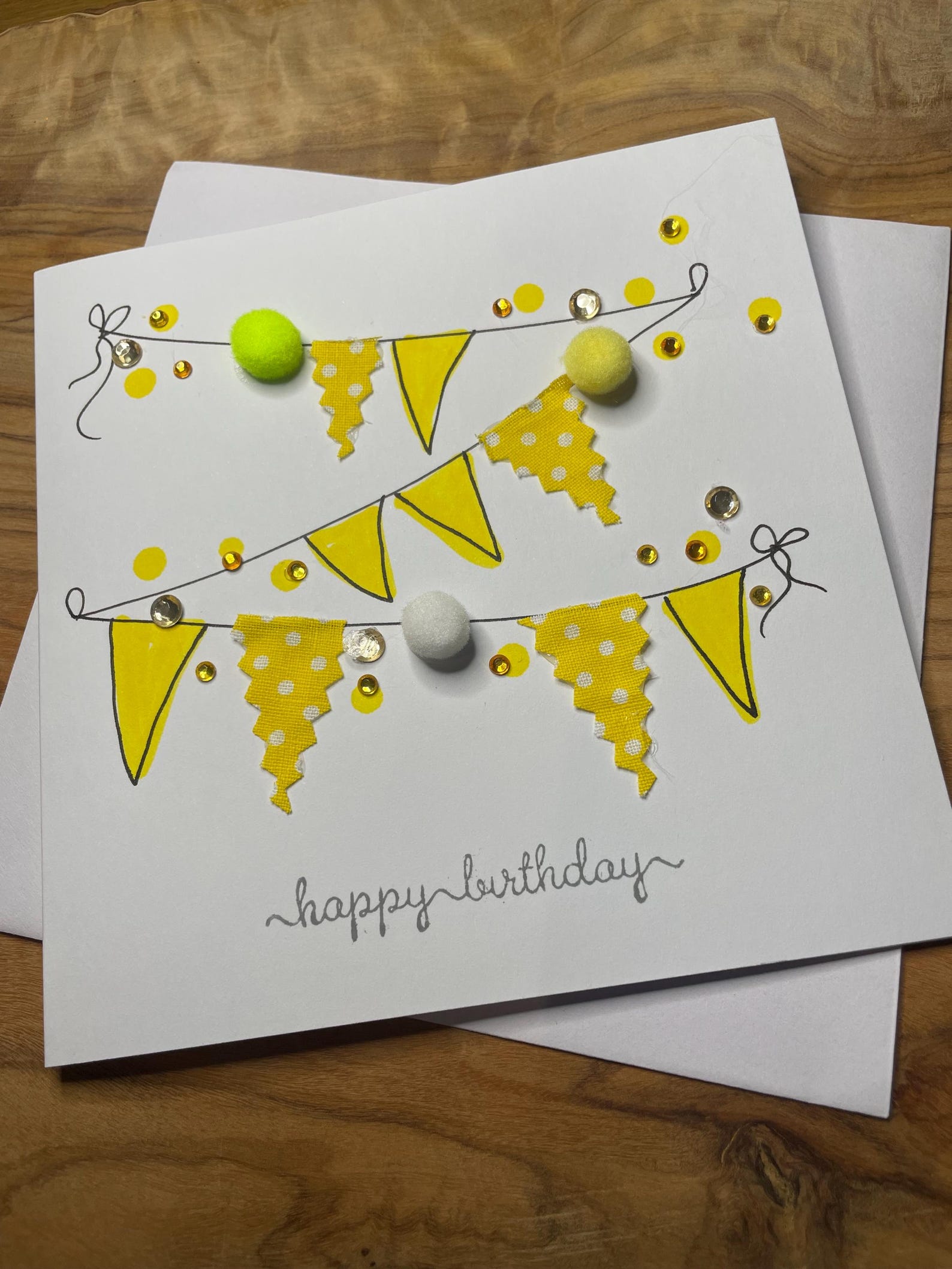 Pretty Handmade Birthday Card in Yellow Bunting Design - Etsy