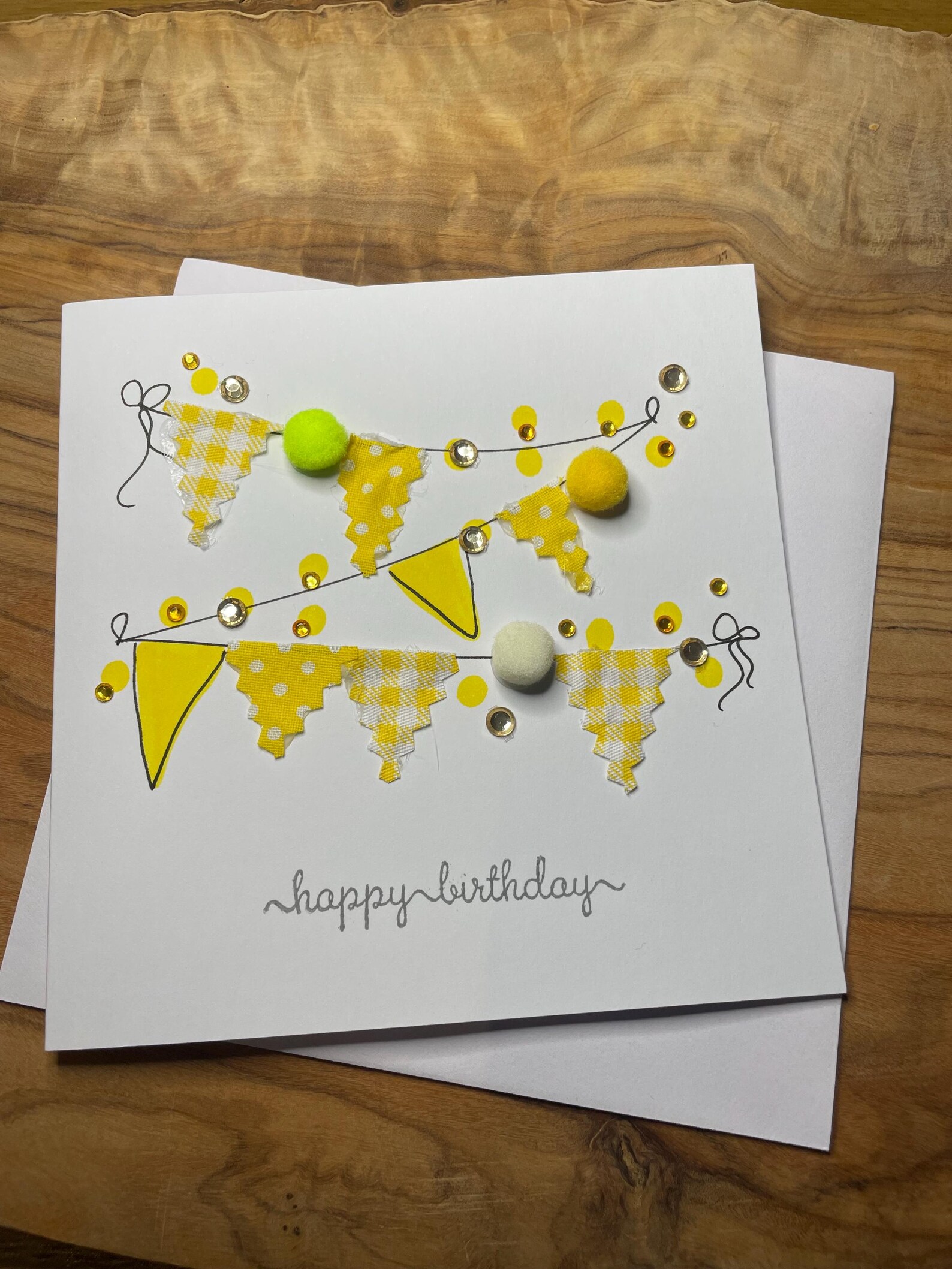Pretty Handmade Birthday Card in Yellow Bunting Design - Etsy
