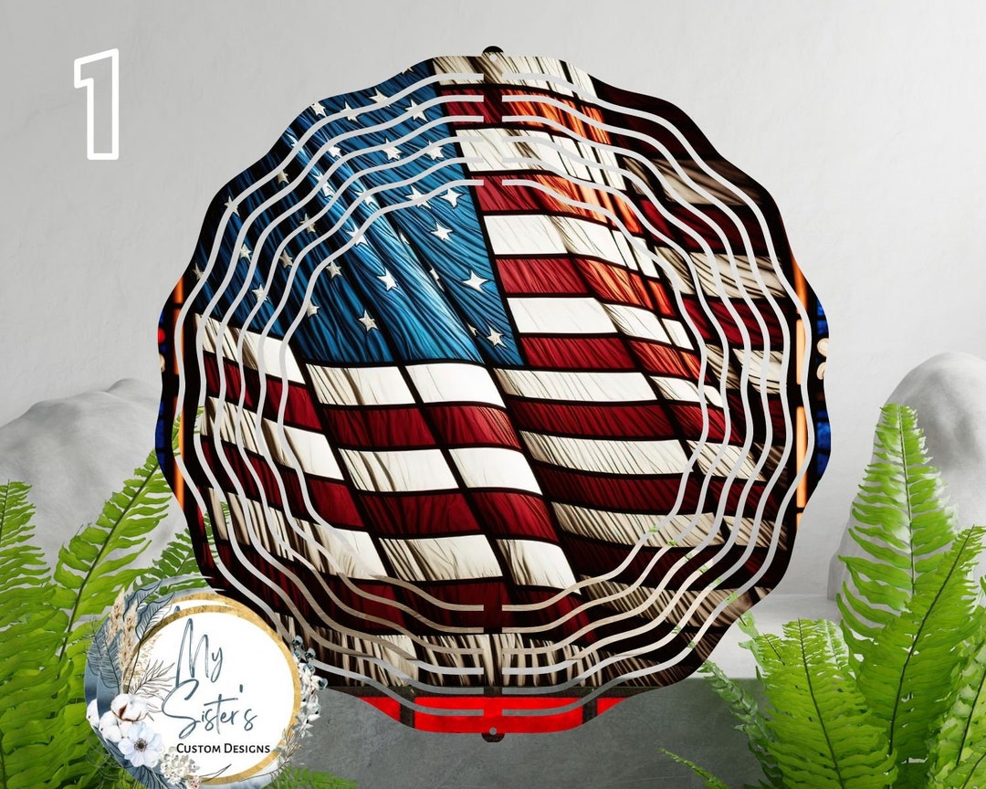 American Flag Wind Spinner | 8 Inch Wind Spinner | Garden Spinner ...