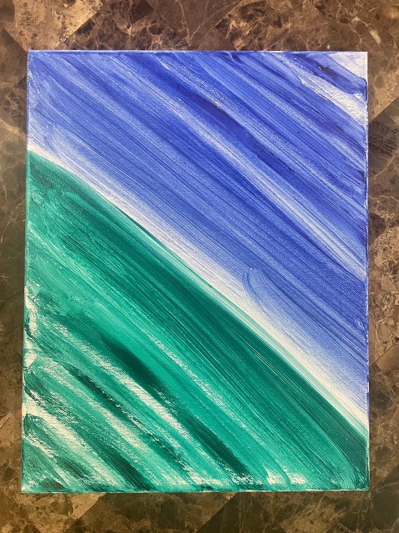 Multicolor Diagonal Design Acrylic Abstract Canvas Board Painting 11x14 ...