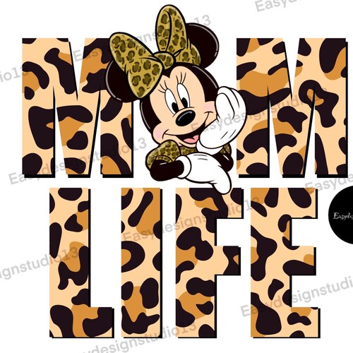 Leopard Minnie Mouse PNG File Minnie Gold Glittermom - Etsy