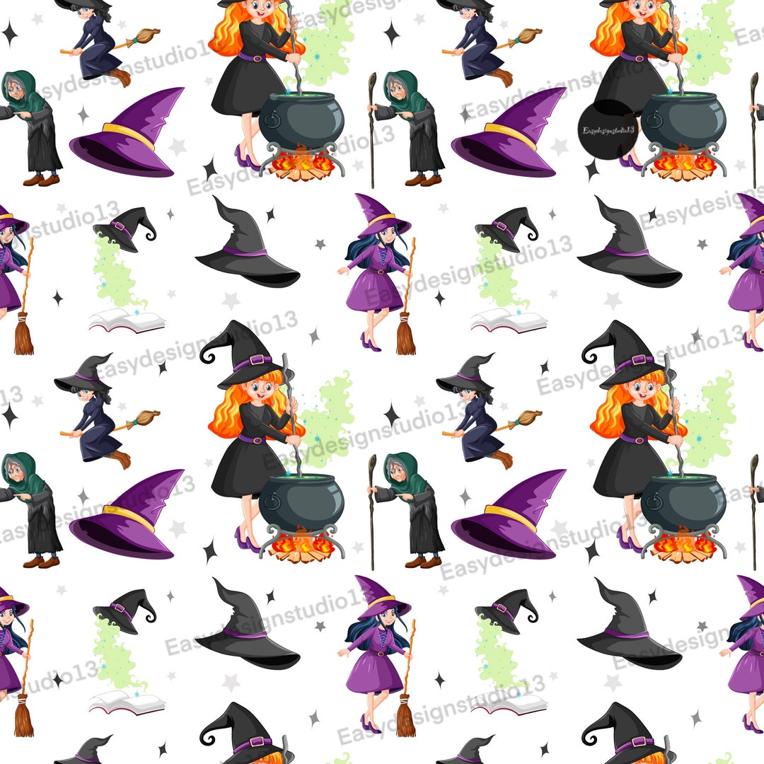 Seamless Witch Print Pattern, Perfect to Repeat, Sublimate Download ...