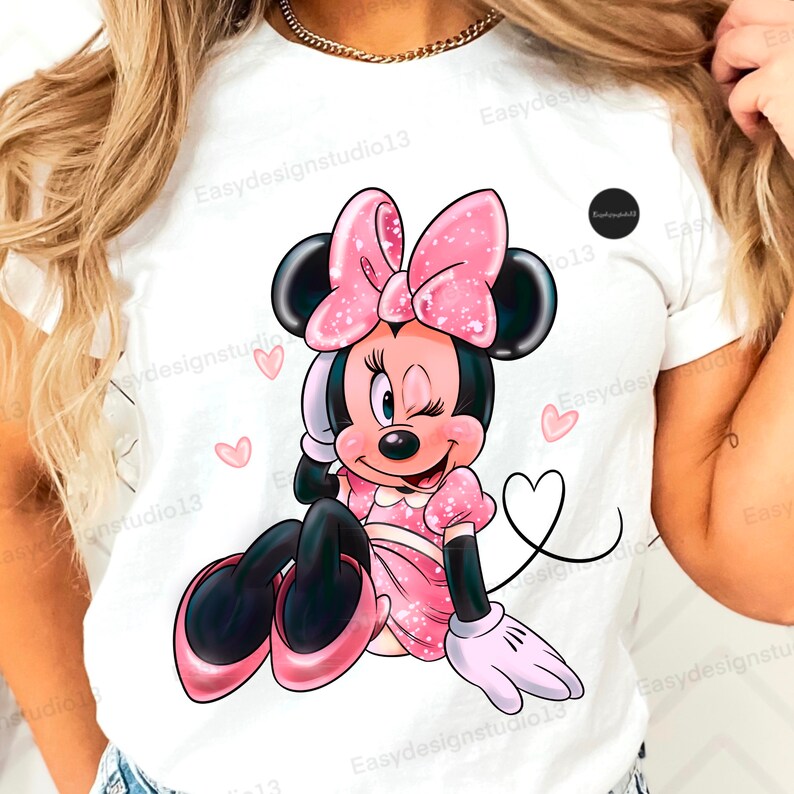 Minnie Mouse PNG File Minnie Pink Hearts Minnie Sublimation - Etsy