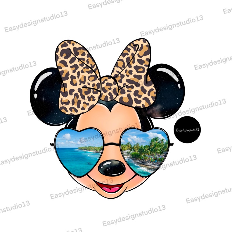 Leopard Minnie Mouse PNG File, Minnie Summer Sunglasses , Minnie ...