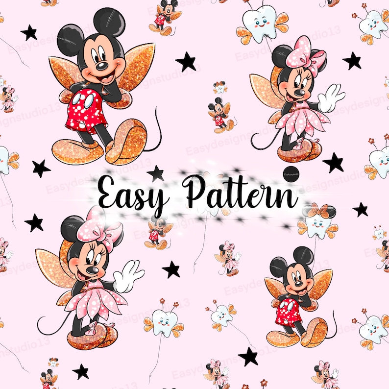 Minnie Mouse Tooth Fairy Seamless Pattern Pink Mouse Seamless - Etsy