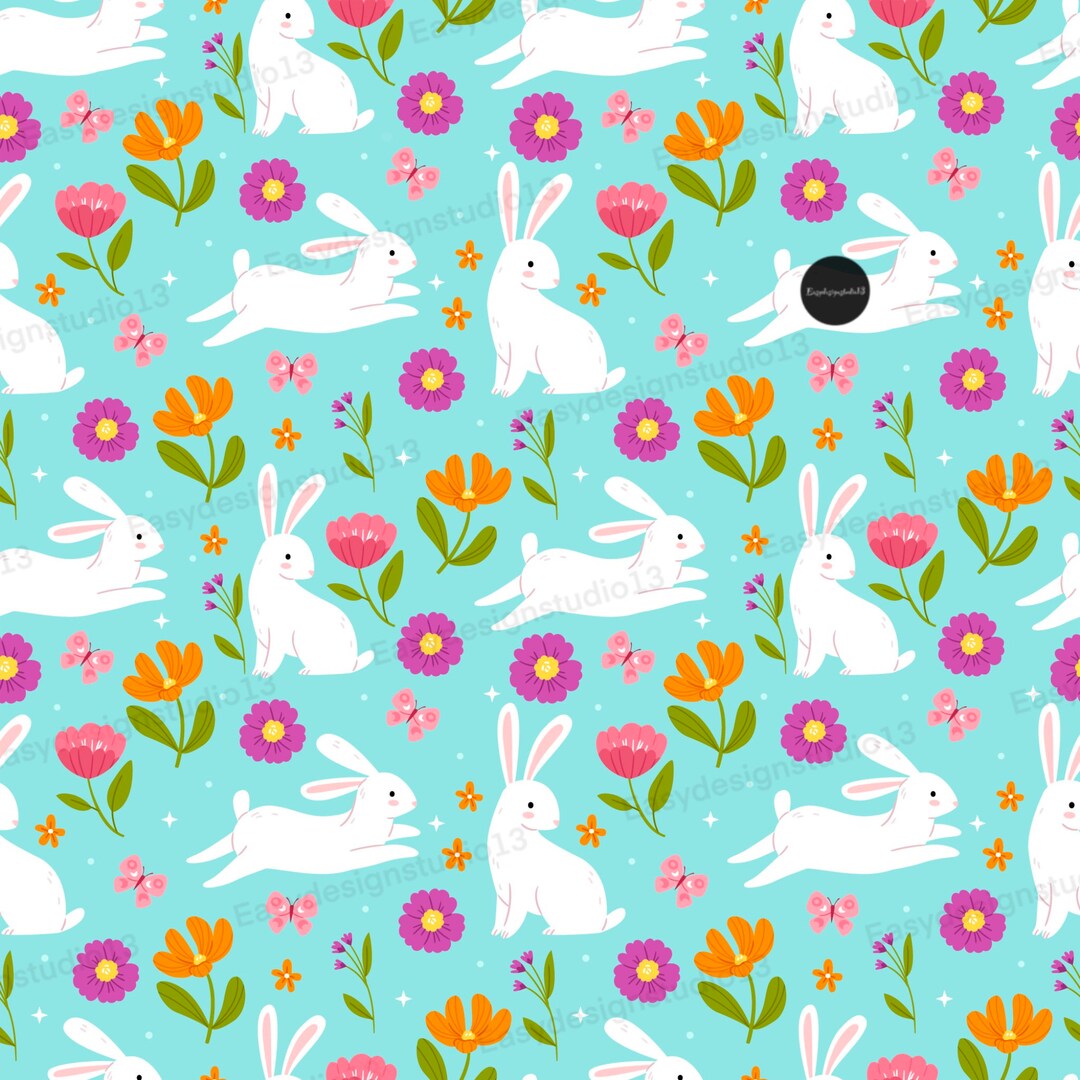Spring Bunnies Seamless Pattern, Spring Pattern, Cute Easter Bunnies ...