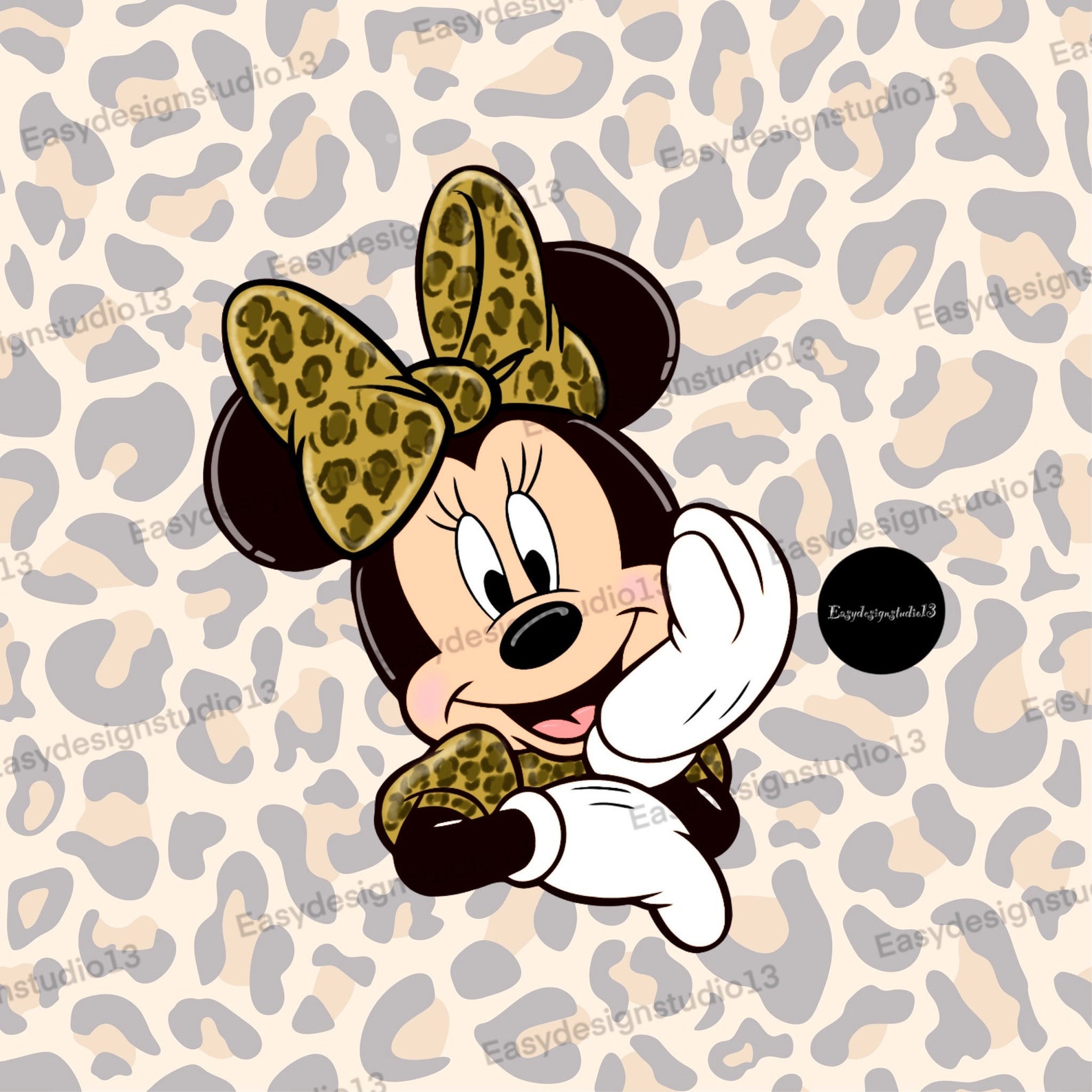 Leopard Minnie Mouse PNG File, Minnie Gold Glitter, Minnie Sublimation ...