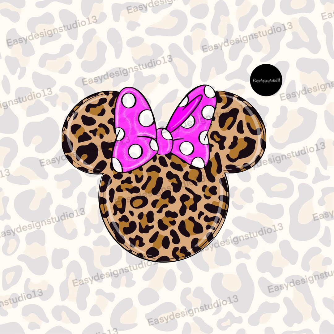 Leopard Minnie Mouse PNG File, Minnie Gold Glitter, Minnie Sublimation ...