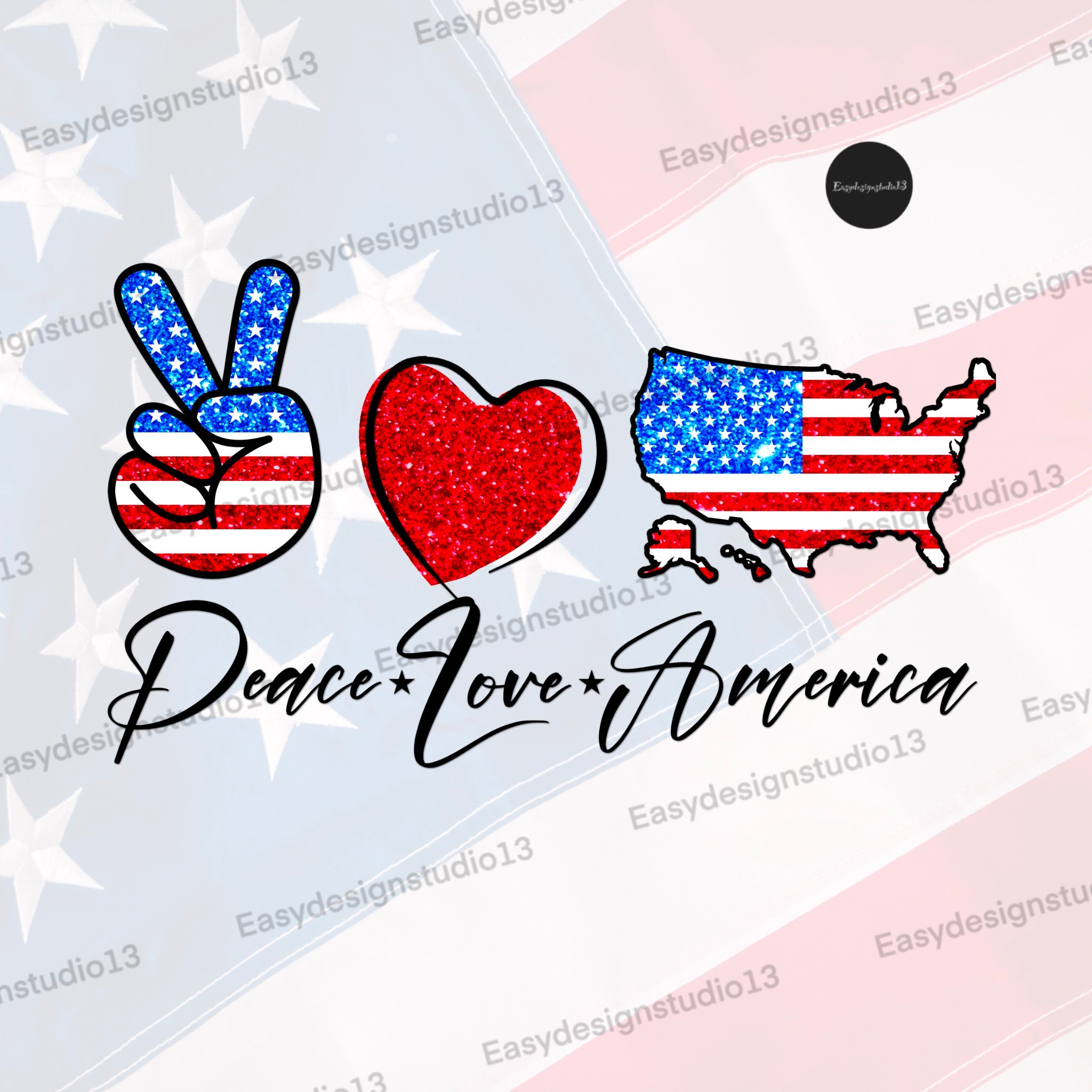 America PNG File Peace Love America Sublimation Design - Etsy