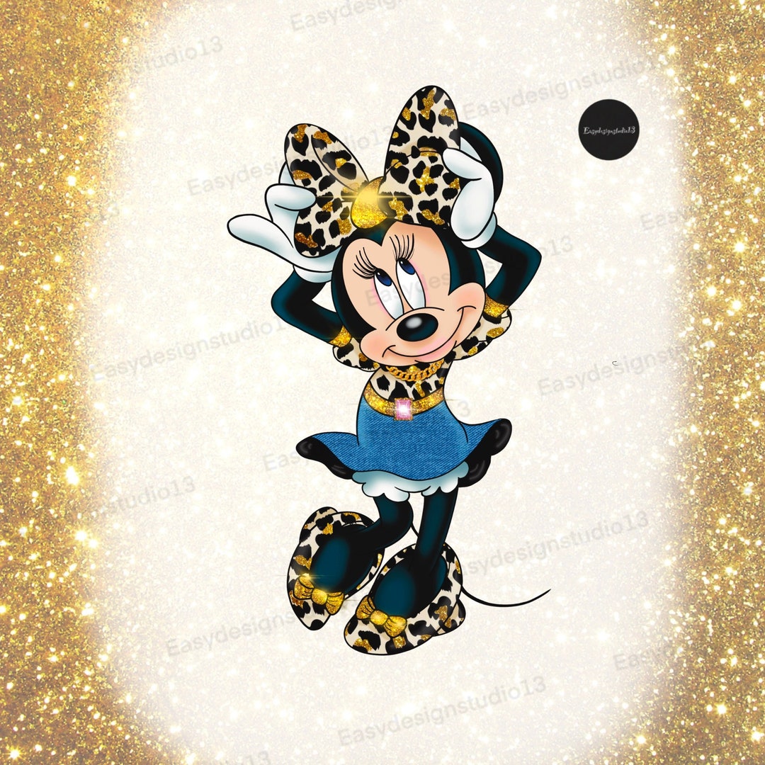 Leopard Minnie Mouse PNG File, Minnie Gold Glitter, Minnie Sublimation ...