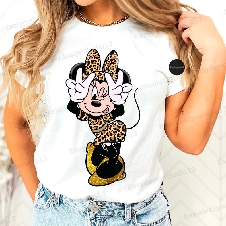 Minnie Mouse PNG File, Minnie Leopard Gold Glitter, Minnie Sublimation ...