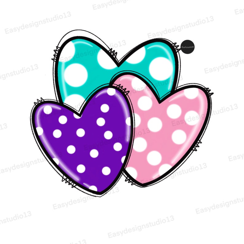 Heart Trio Png Colorful Hearts Dots Png Valentine - Etsy