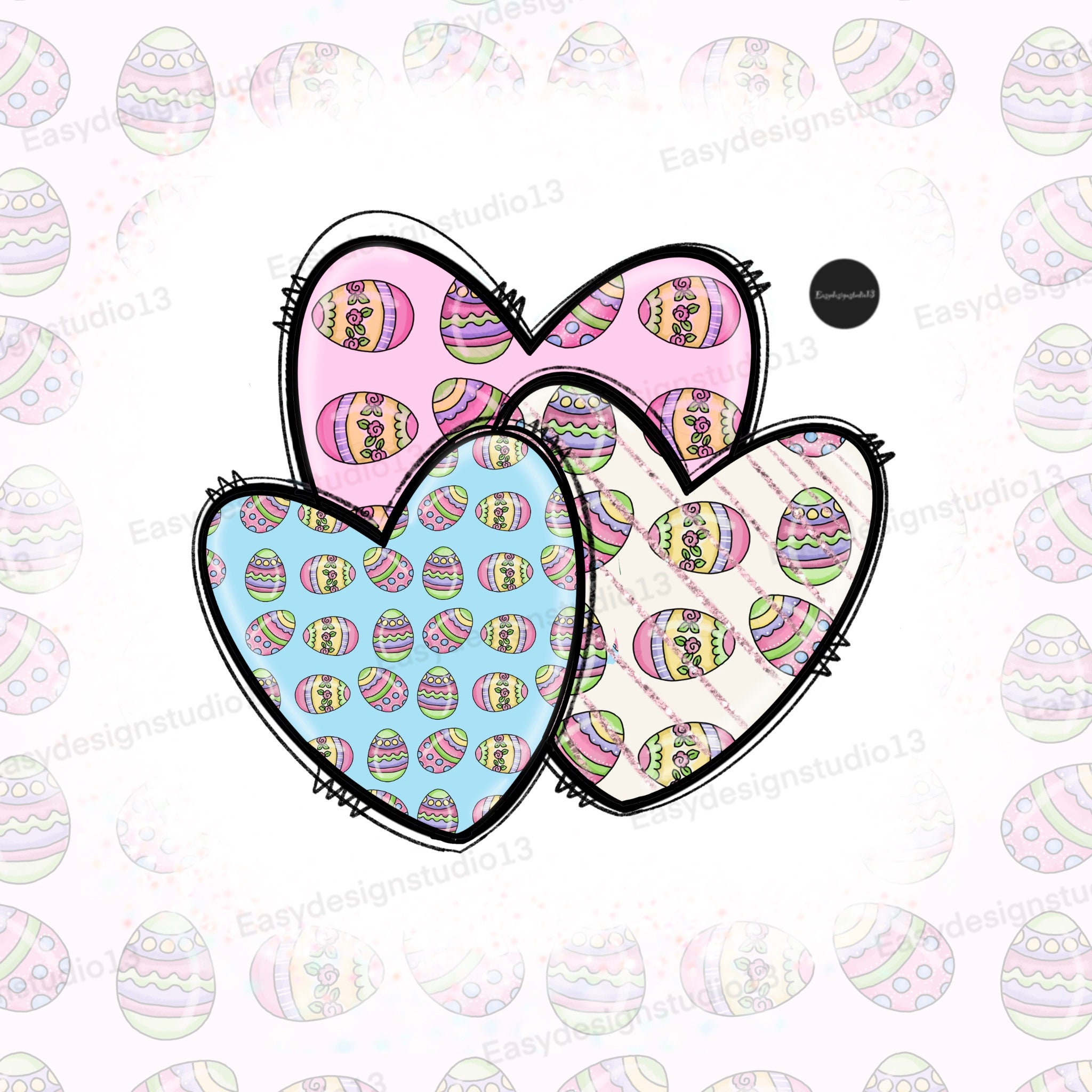 Heart Trio Png, Easter Eggs Heart Png, Easter Sublimation Designs ...