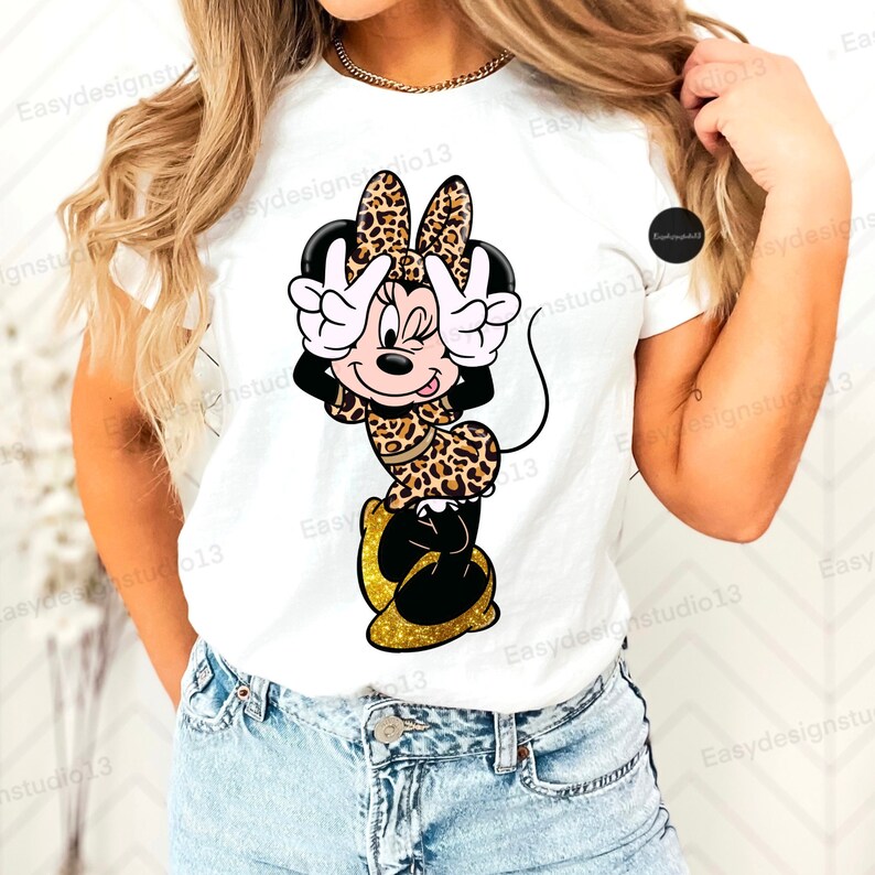Minnie Mouse PNG File Minnie Leopard Gold Glitter Minnie - Etsy