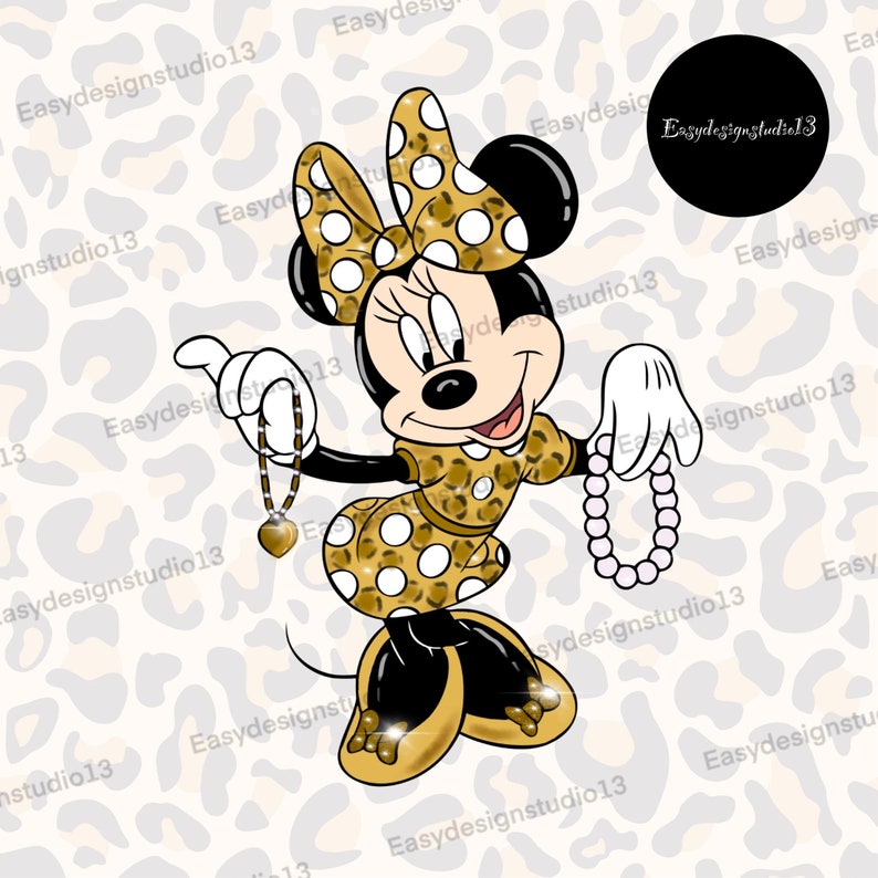 Leopard Minnie Mouse PNG File Minnie Gold Glitter Minnie - Etsy
