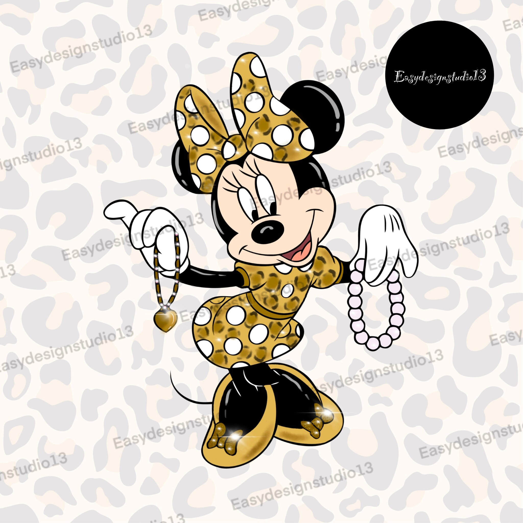 Leopard Minnie Mouse PNG File Minnie Gold Glitter Minnie - Etsy