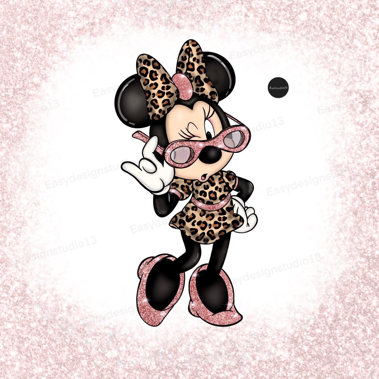 Leopard Minnie Mouse PNG File Minnie Pink Glitter Minnie - Etsy