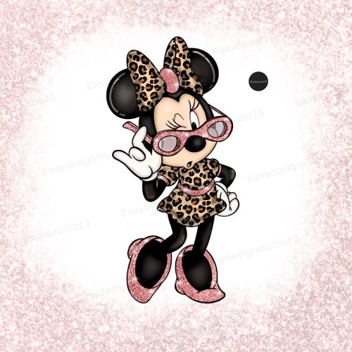 Leopard Minnie Mouse Png File Minnie Pink Glitter Minnie Etsy