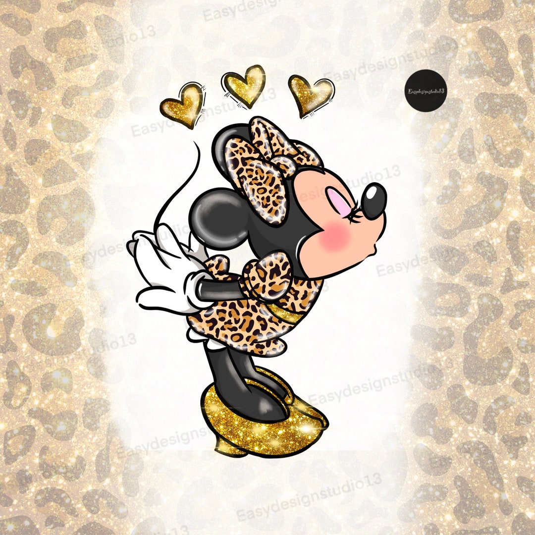 Leopard Minnie Mouse PNG File Minnie Gold Glitter Minnie - Etsy