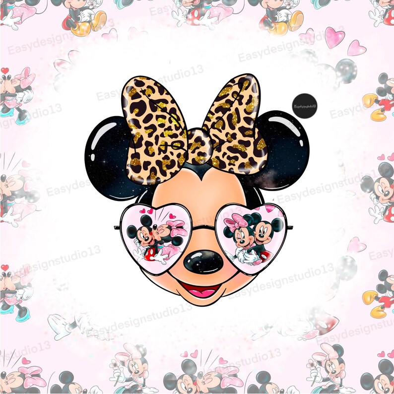 Minnie Mouse Glasses Love Clip Art, Minnie Glasses, PNG, Leopard Bow ...