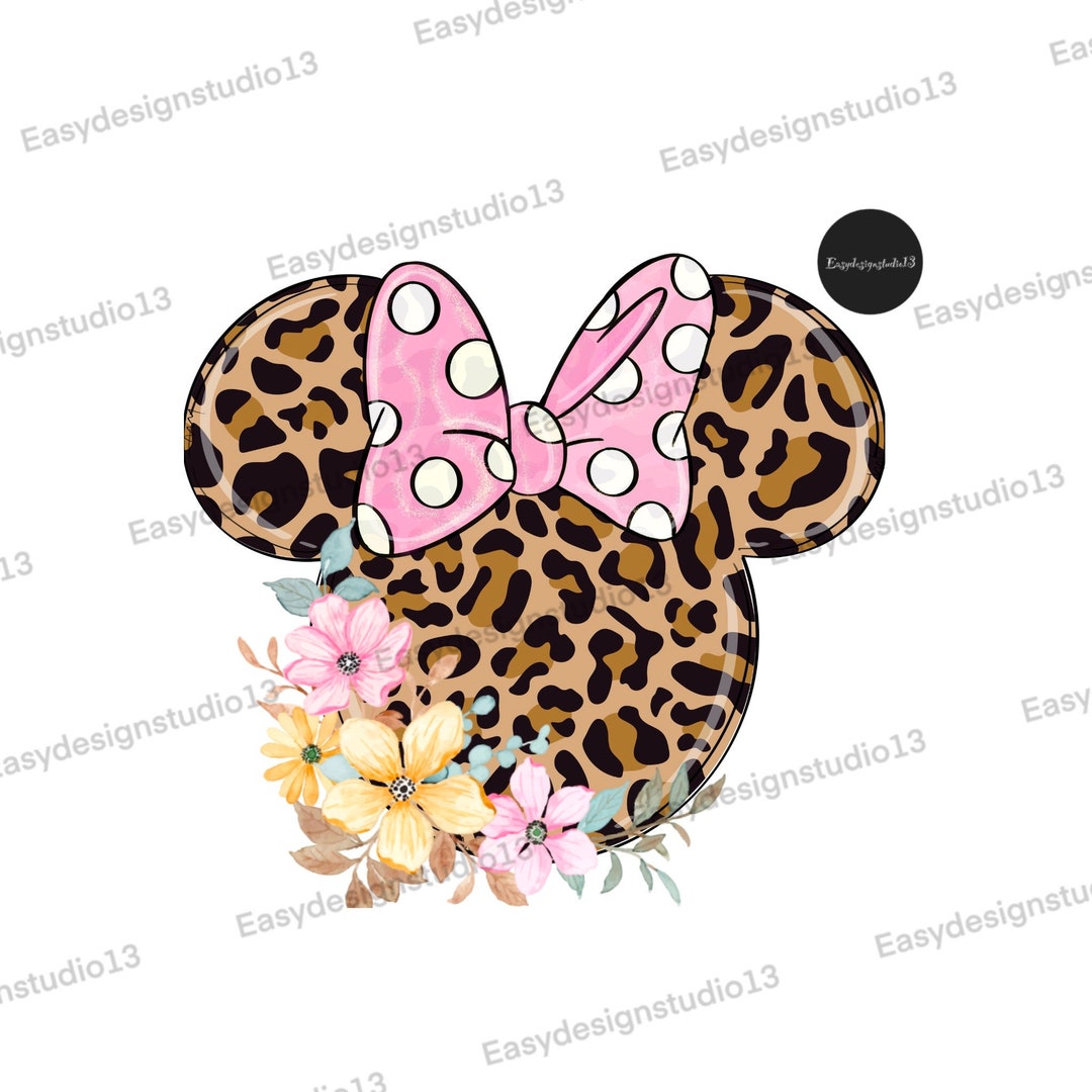Leopard Minnie Mouse PNG File, Minnie Gold Glitter, Minnie Sublimation ...
