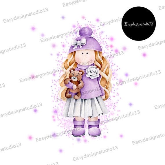 Doll Clipart Cute Dolls Png Cute Girls Illustrations Cute | Etsy