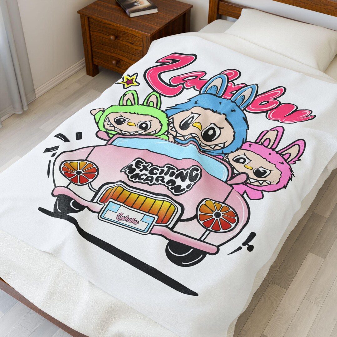 Labubu Plush Blanket, Cozy Gift for Kids, Soft Throw for Nursery, Fun ...