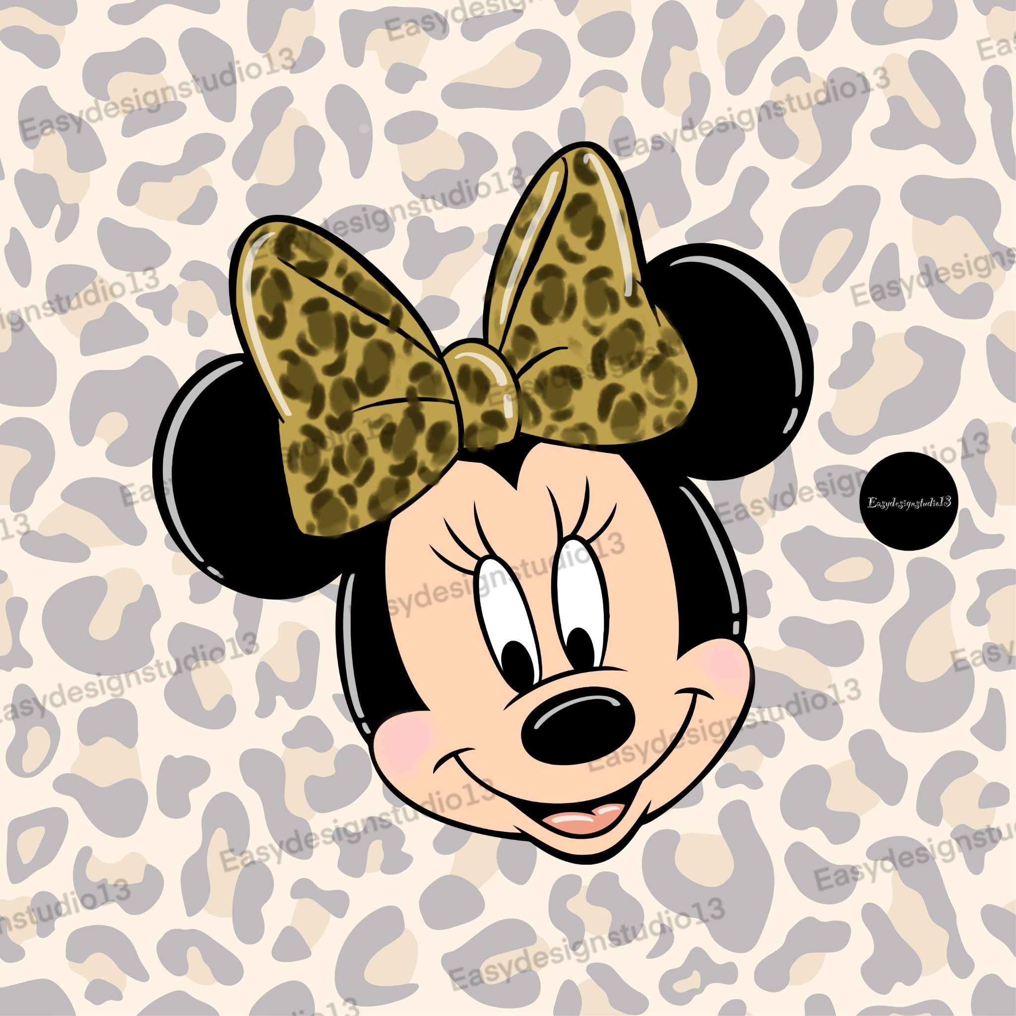 Leopard Minnie Mouse PNG File, Minnie Gold Glitter, Minnie Sublimation ...